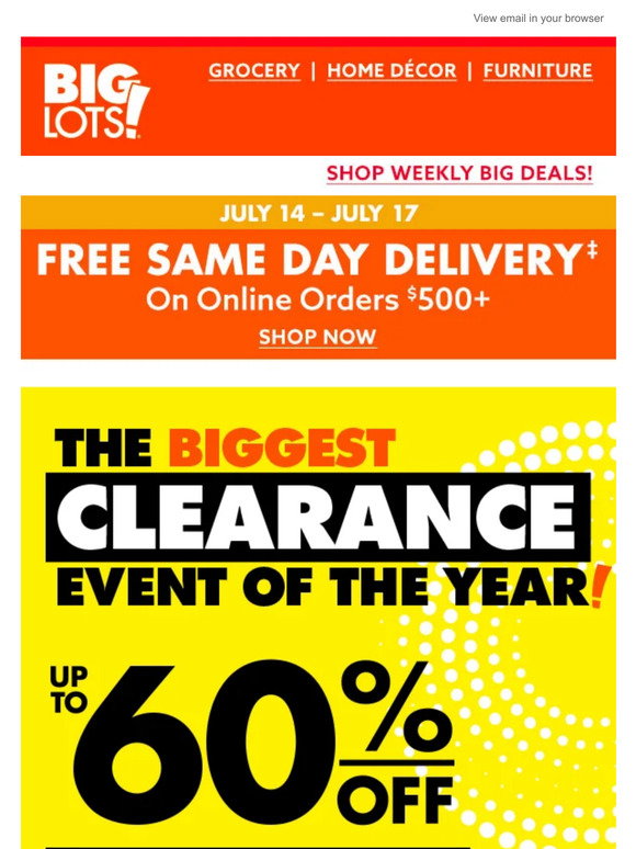 Big Lots: FREE same day delivery + BIGGEST clearance event of the year ...