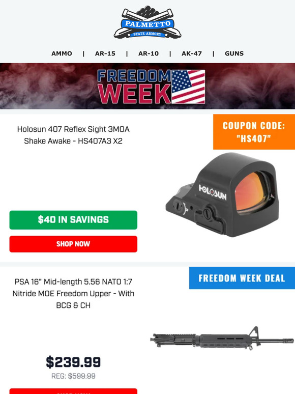 Palmetto State Armory: Freedom Week Is Nearing The End! | Deals End ...