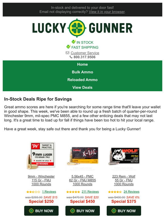 Lucky Gunner: Mil-Spec & More Ammo Specials Now | Milled