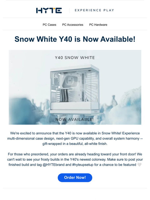 HYTE: The Snow White Y40 case is NOW AVAILABLE! | Milled