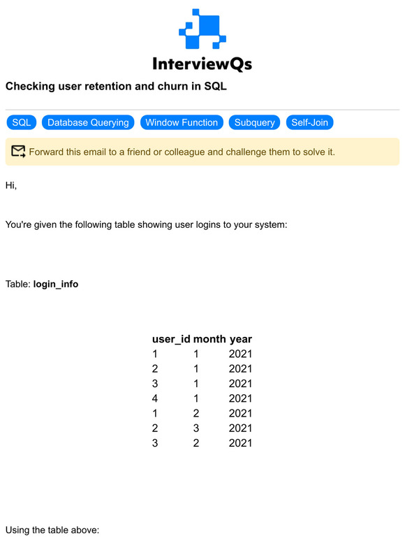 Interview Qs: Checking user retention and churn in SQL | Milled