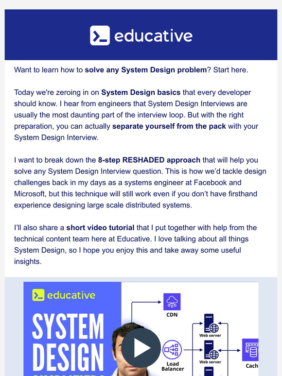 Educative: Ace the System Design Interview with this tactic that works for every problem | Milled