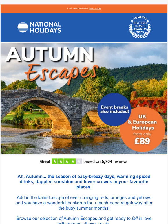 National Holidays: Fall in love with autumn: breaks from just £89 | Milled