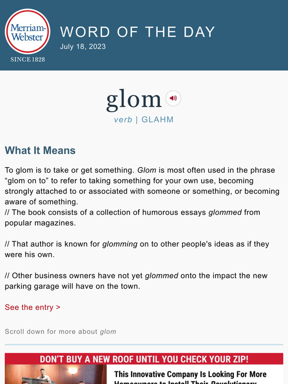 Merriam-Webster: Glom - plus, Great Big List of Beautiful and Useless ...
