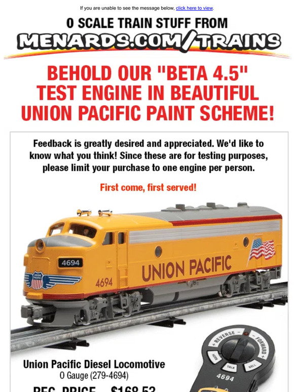 Menards: New Union Pacific Engines, Lighted Boxcar & More! | Milled