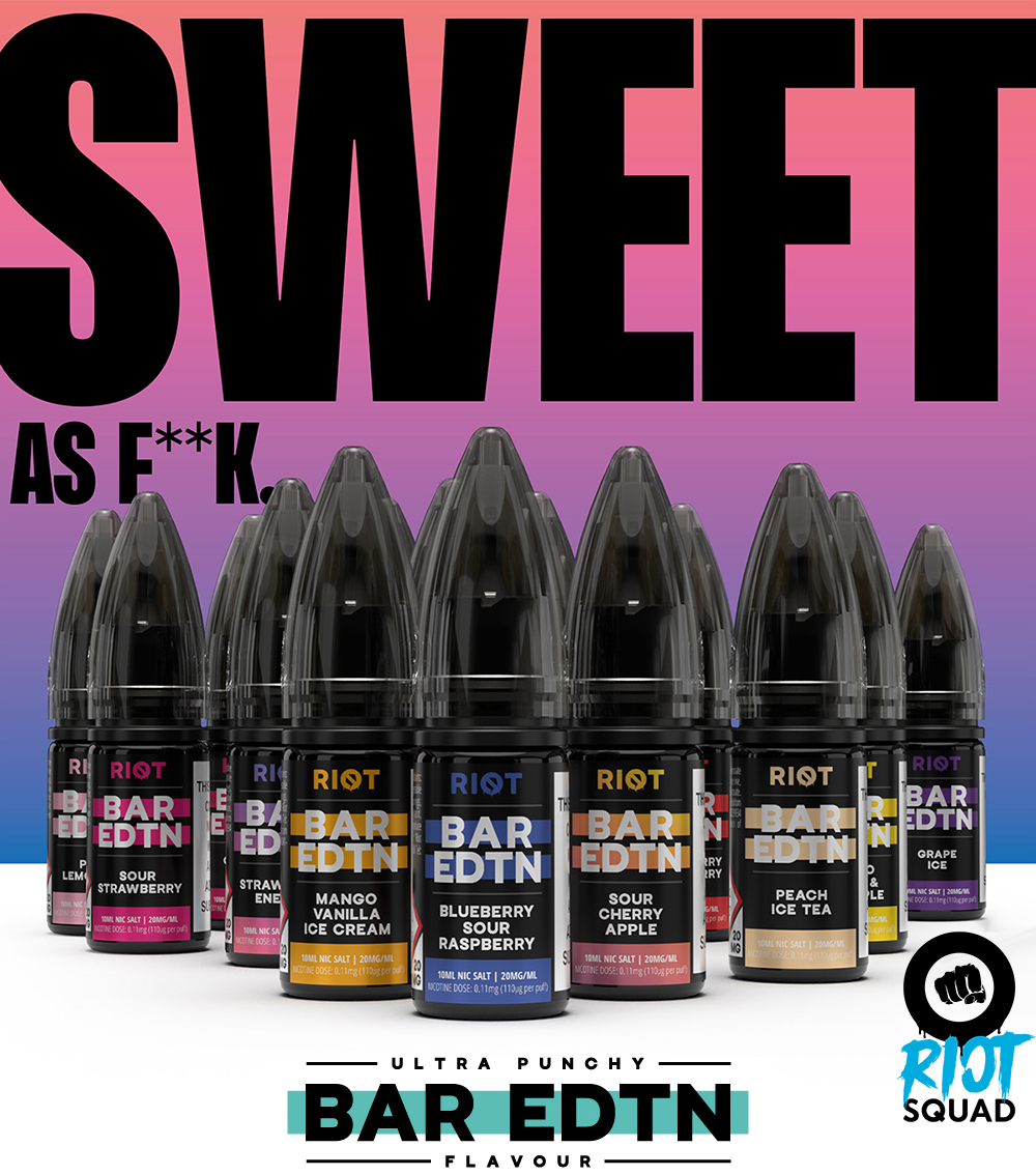 Ubervape: Riot Bar Edtn - Now in 5mg, 10mg & 20mg - New Flavours | Milled