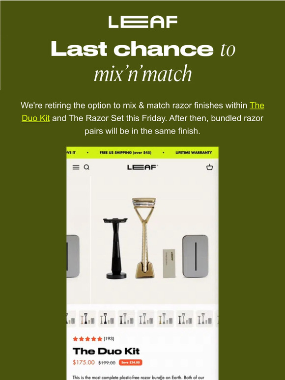 Leaf Shave: Last chance to mix and match 🌱 | Milled