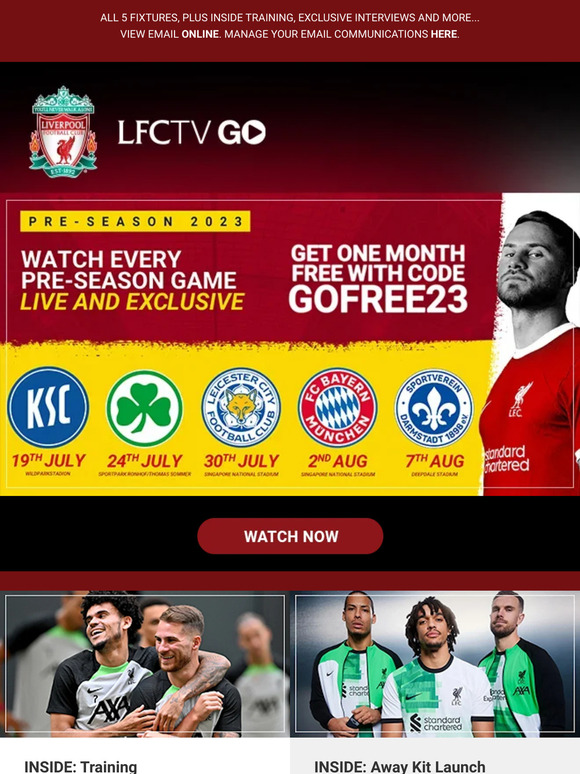 Liverpool FC: Watch LFC v KSC today LIVE on LFCTV GO | Milled