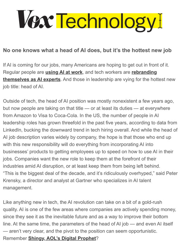 Recode: All hail the head of AI | Milled