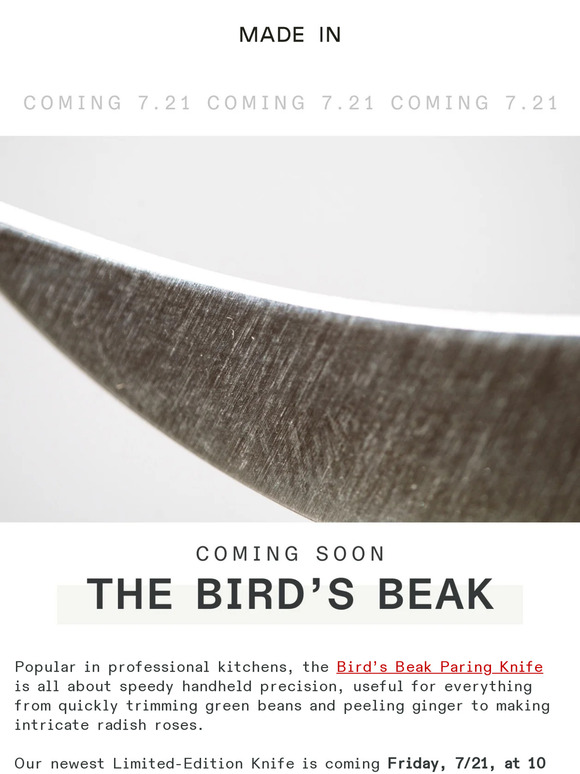 Made In: Coming Soon: Bird’s Beak Knife | Milled
