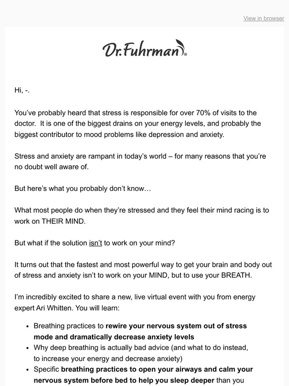 Dr. Fuhrman: 10-minute routine rewires your nervous system out of ...
