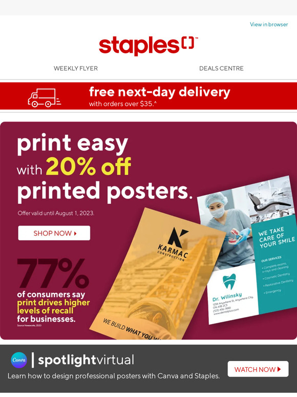 Staples: 20% Off Posters for a limited time! | Milled