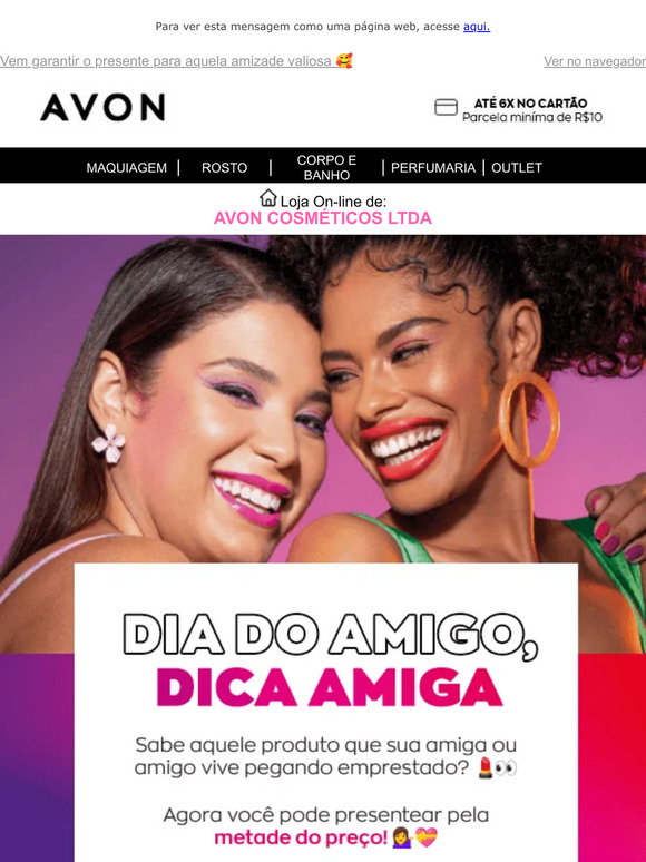 Avon: Dia do amigo com dupla de itens por 50% OFF! 👯‍♀️💖 | Milled