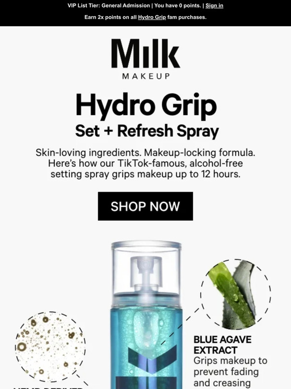 Milk Makeup: How Hydro Grip setting spray works 💦 | Milled