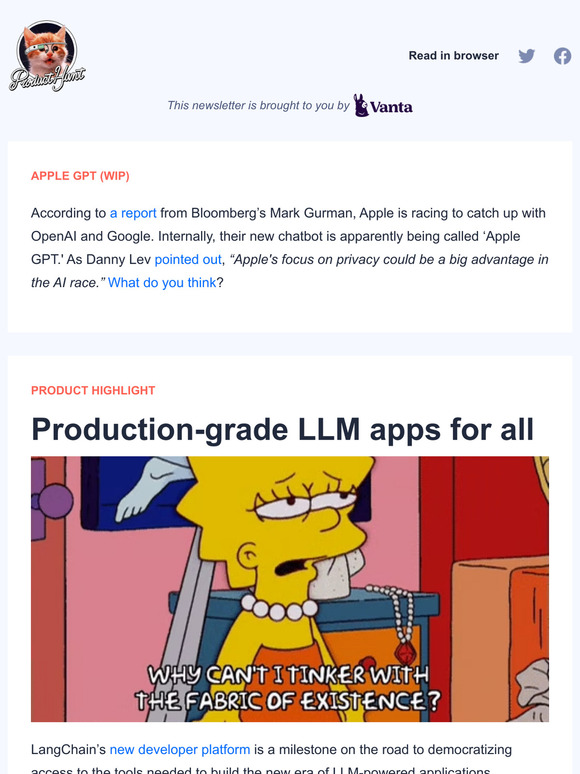 Product Hunt: 😸 Build an LLM app | Milled
