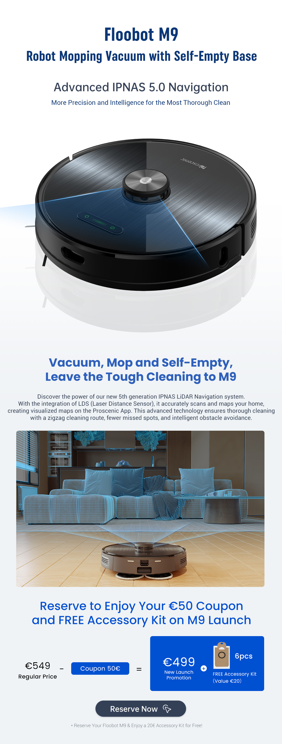 Proscenic: 🆕Floobot M9 Robot Mopping Vacuum | PNAS 5.0 LiDAR Navigation ...