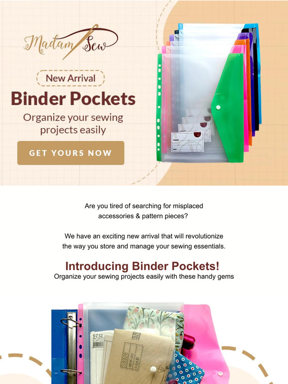 Madam Sew: NEW Product! Our Binder Pockets Are Finally Here! | Milled