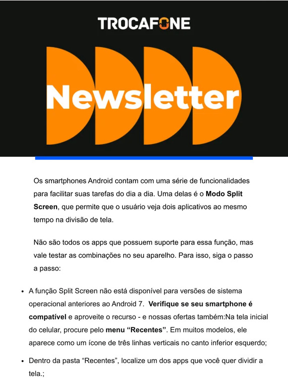 Trocafone: Como dividir a tela e ver dois apps ao mesmo tempo? 🤔 | Milled