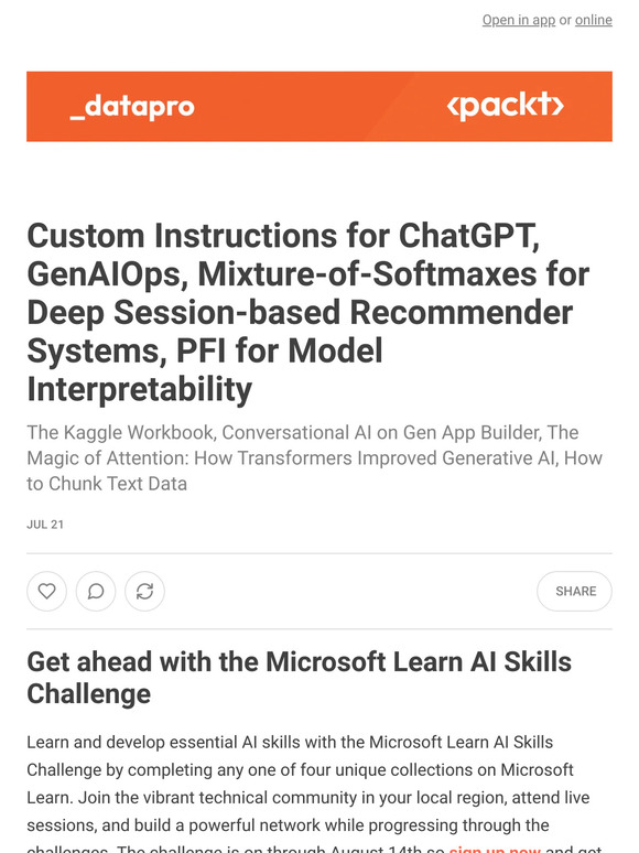Packt US: Custom Instructions for ChatGPT, GenAIOps, Mixture-of ... Packt US: Custom Instructions for ChatGPT, GenAIOps, Mixture-of ...