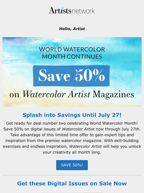 Artists Network: Splash into Major Savings on Watercolor Artist! | Milled