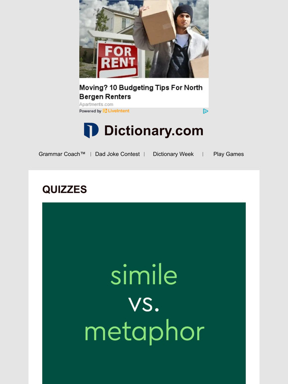 Dictionary.com: Grammar Check: Simile Vs. Metaphor | Milled