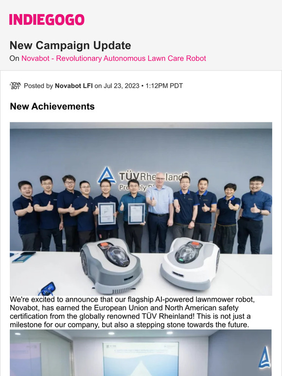 Indiegogo: 📢 Update #40 from Novabot - Revolutionary Autonomous Lawn ...