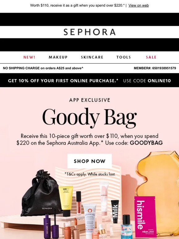 Sephora: Our first ever 10-piece goody bag is HERE! 🤩 | Milled