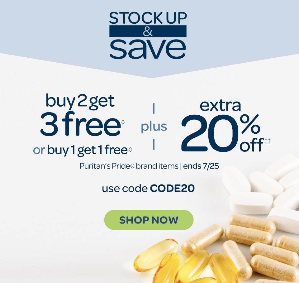 Puritan's Pride: Now: Buy 2 Get 3 Free AND 20% off | Milled