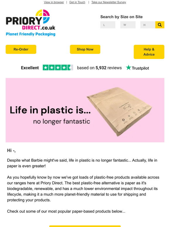Priory Direct: —, life in plastic is... no longer fantastic! | Milled