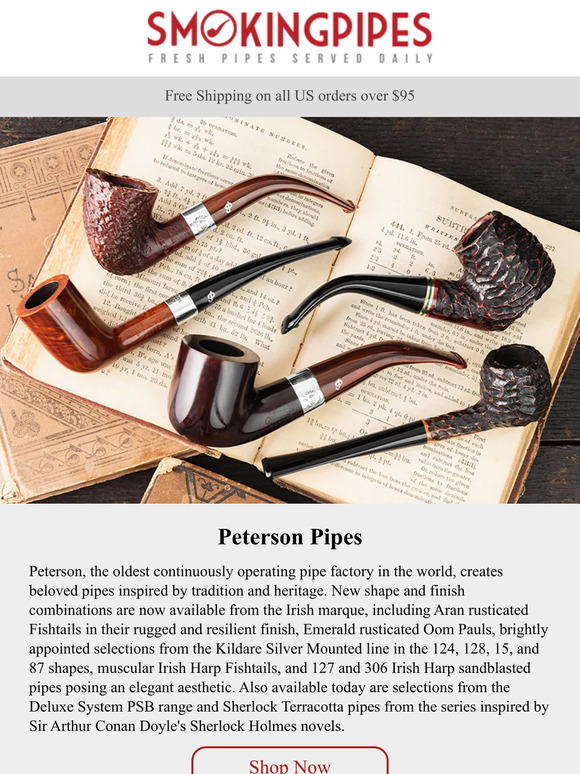 Smokingpipes: Peterson Pipes | New Shapes and Finish Combinations | Milled