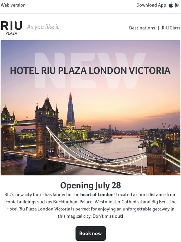 RIU Hotels & Resorts: NEW OPENING | Hotel Riu Plaza London Victoria ...