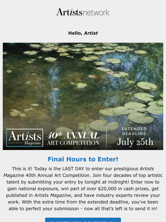 Artists Network: Final Hours to Enter Artists Magazine 40th Annual Art ...