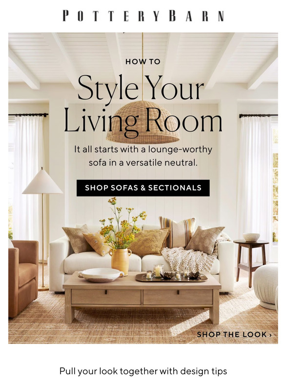 Pottery Barn: How to style your living room. | Milled
