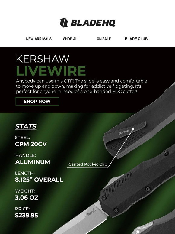 Blade HQ - Source: Kershaw Livewire - Premium Build, Fast OTF Action ...