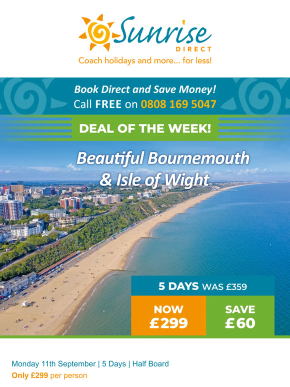 Sunrise Direct: Deal of the Week: Beautiful Bournemouth & Isle of Wight ...