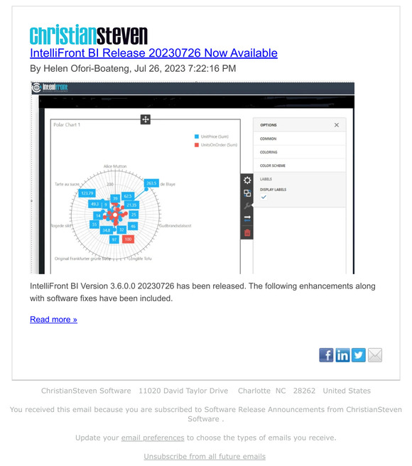 ChristianSteven Software: IntelliFront BI Release 20230726 Now Available | Milled