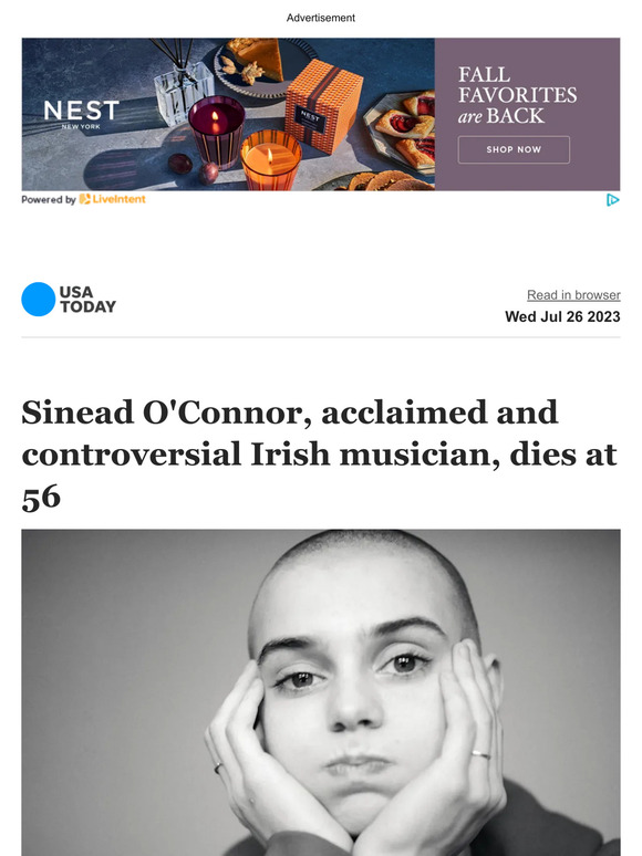 USA TODAY: News alert: Sinead O'Connor dies at 56, reports say. The ...