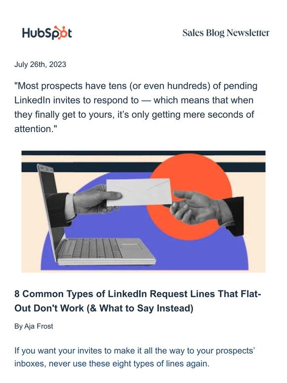 HubSpot: 8 Common Types of LinkedIn Request Lines That Flat-Out Don't ...