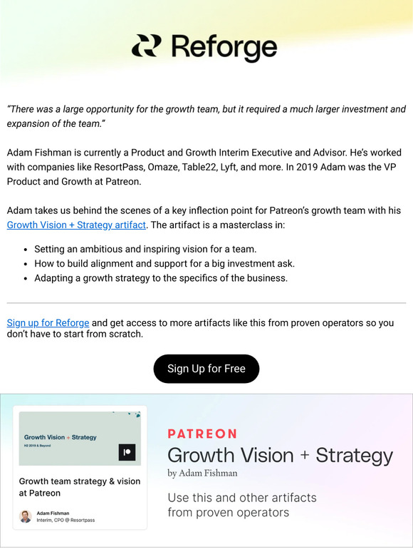 Reforge: How Patreon developed their Growth and Vision Strategy | Milled