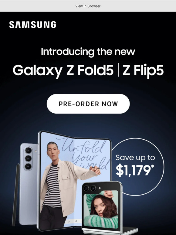 Samsung: —, pre-order the new Galaxy Z Fold5 | Z Flip5 | Milled