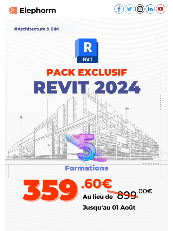 Elephorm: 🆕 EXCLUSIF ! 5 formations pour apprendre REVIT 2024 à -60% | Milled