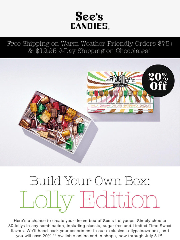 See's Candies: New for Lollypalooza: Create a Custom Lolly Box! 🎉 | Milled