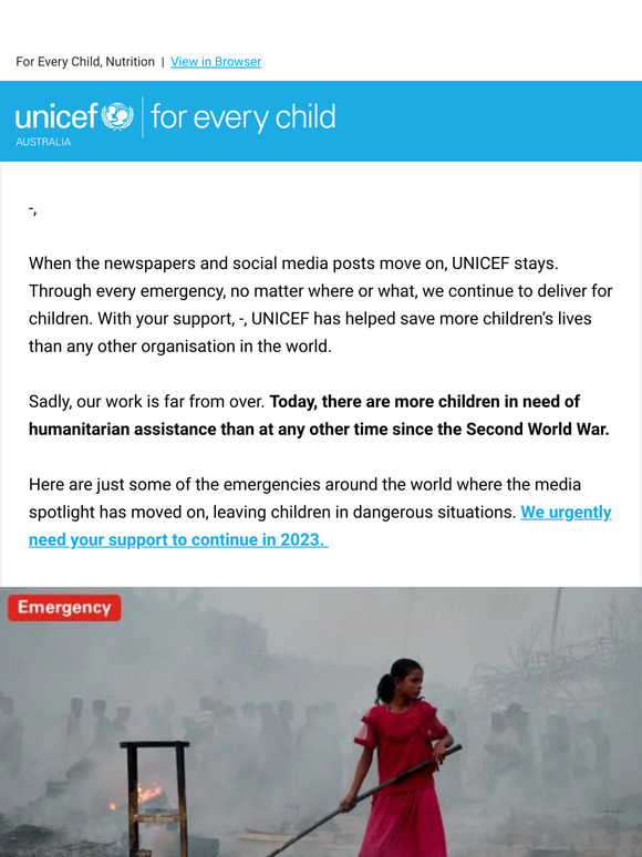 UNICEF: Emergencies that need your attention. | Milled