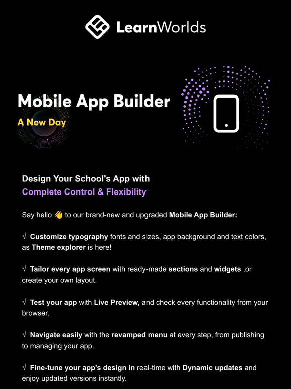 Learnworlds [ 4 Product Drop] New Mobile App Builder Is Here To Design Your App With Complete