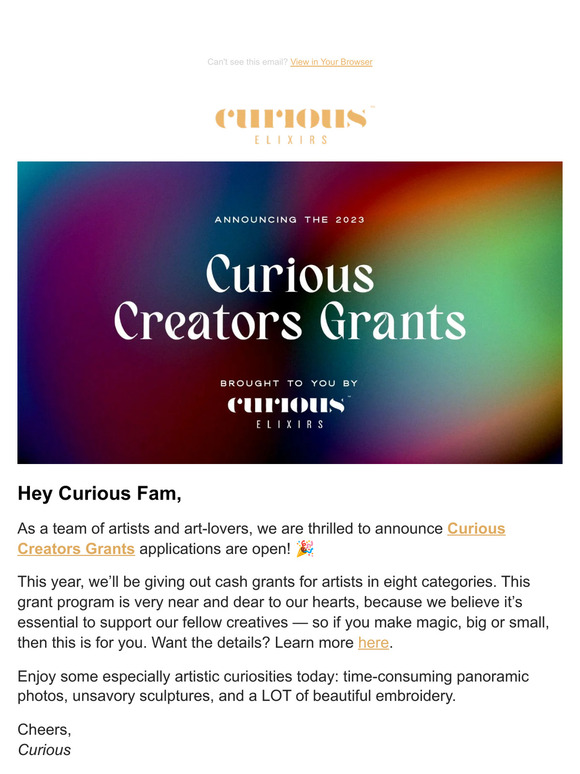 Curious Elixirs: the 2023 curious creators grants are HERE! | Milled