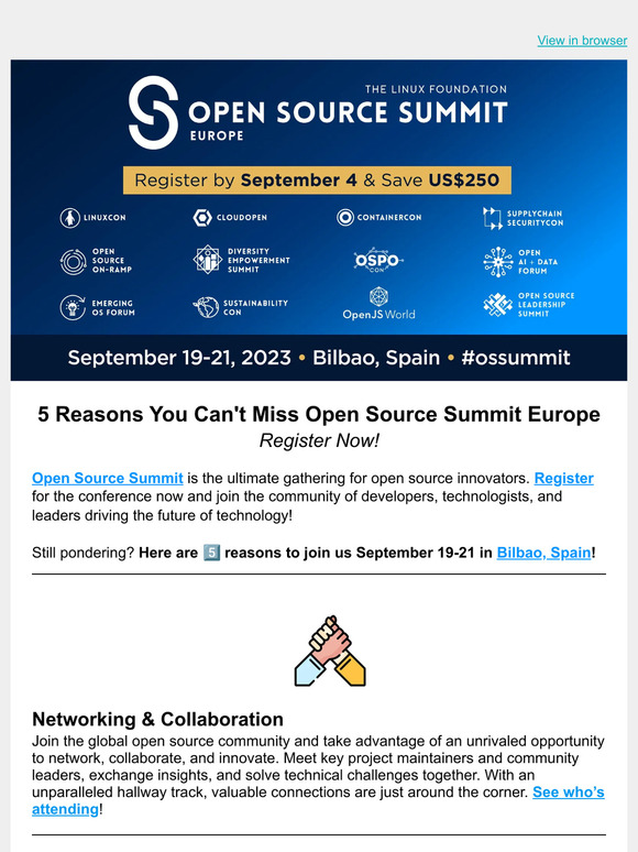 The Linux Foundation 🖐️ 5 Reasons To Attend Open Source Summit Europe 2023 Milled