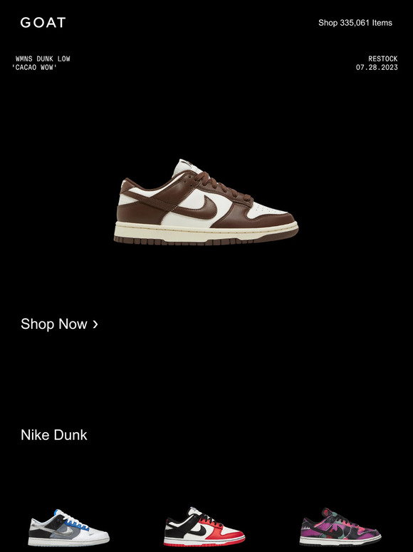 GOAT: [SEED] Restock: Wmns Dunk Low 'Cacao Wow' available now | Milled