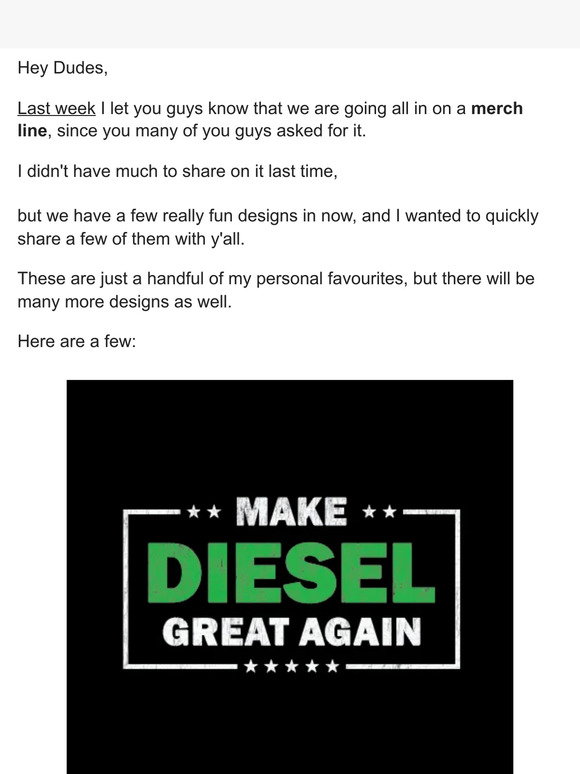 Diesel Dudes: It's ALMOST ready for us to launch these... | Milled