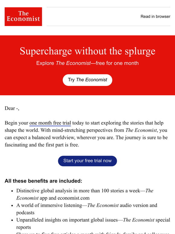 The Economist: Your free subscription to The Economist | Milled