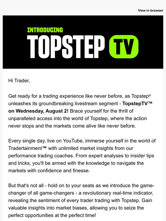 Topstep: The BEST in Tradertainment: Introducing TopstepTV™! | Milled